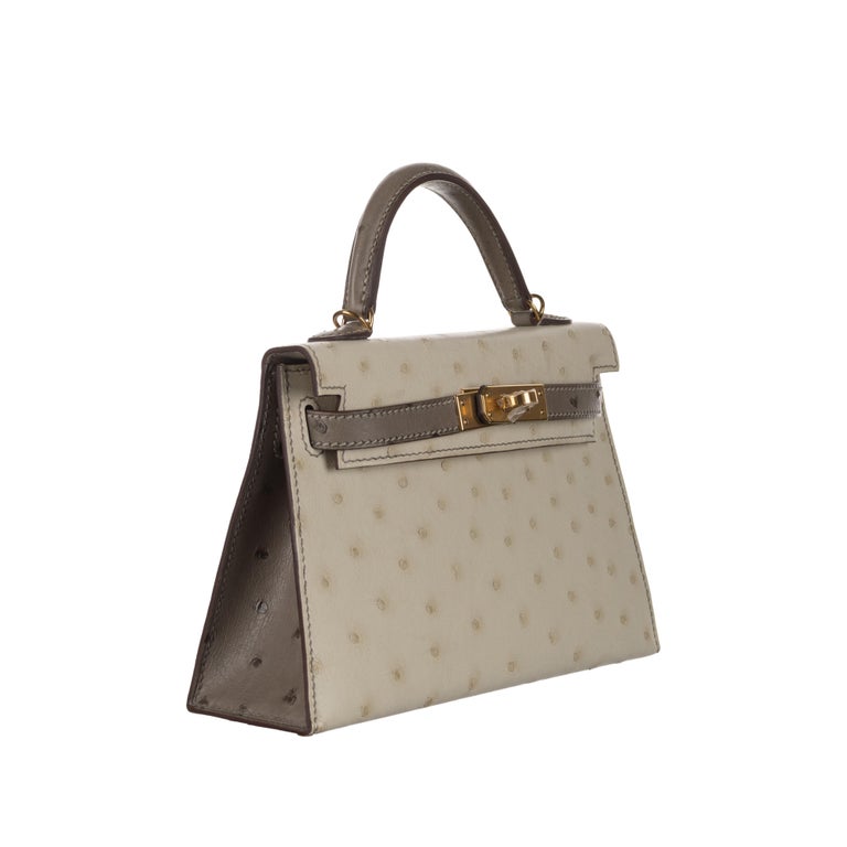 Hermès 20cm Kelly Mini HSS Beton/ Gris Asphalt Ostrich Gold Hardware ...