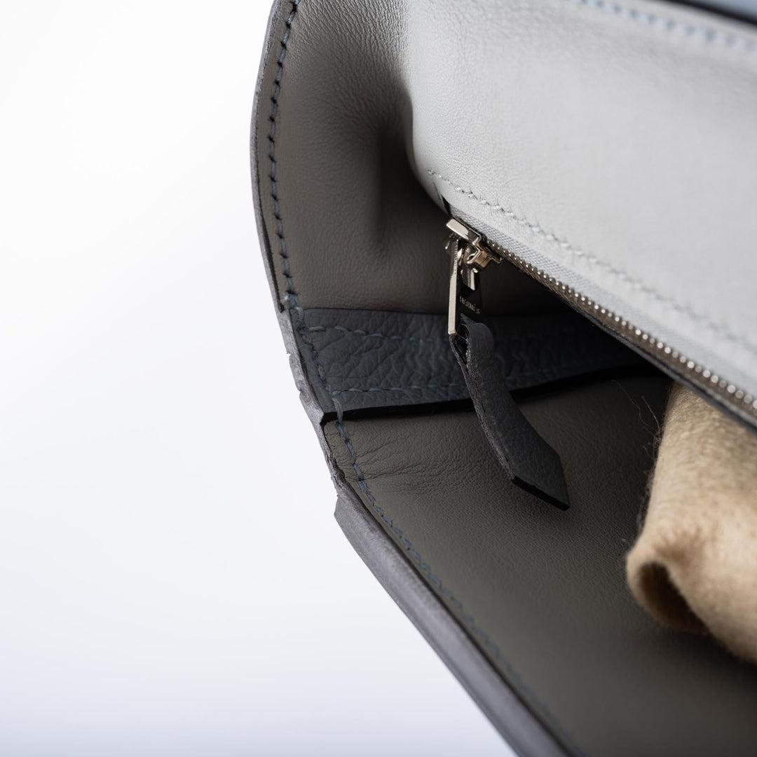 Hermès 24/24 21 Blue Lin Evercolor and Swift Leather Palladium Hardware ...