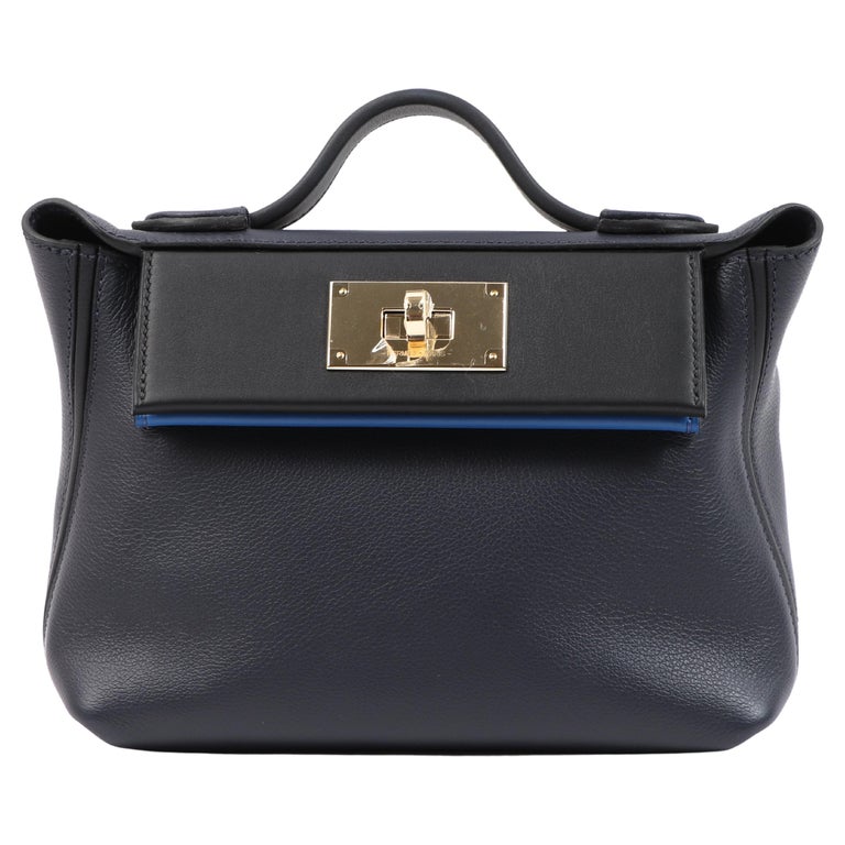 Hermès 24/24 21 Multicolor Bleu Nuit Evercolor/Swift Permabrass For ...