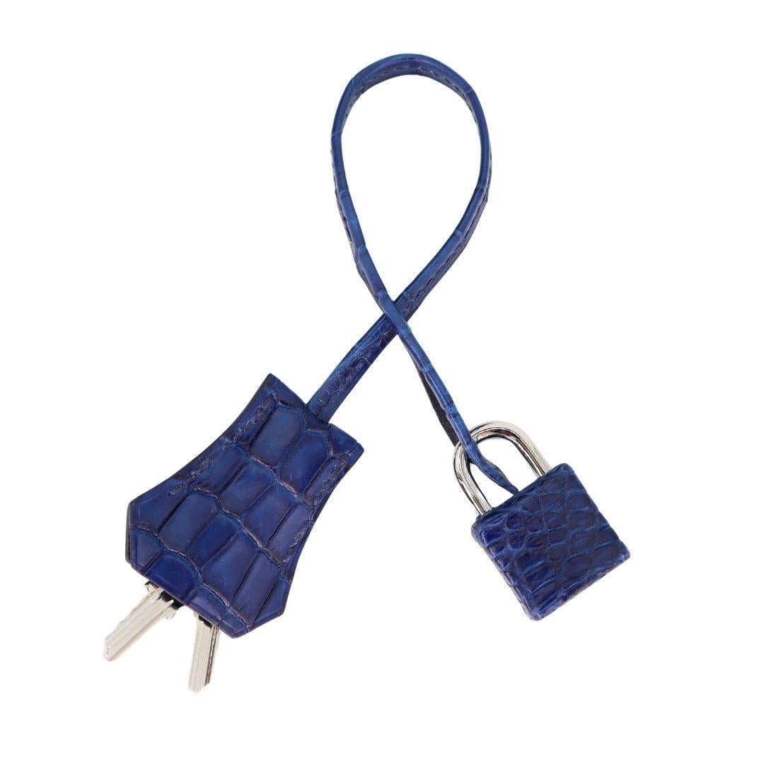 Hermès 30cm Birkin Sellier Indigo Aizome Porosus Crocodile Palladium ...