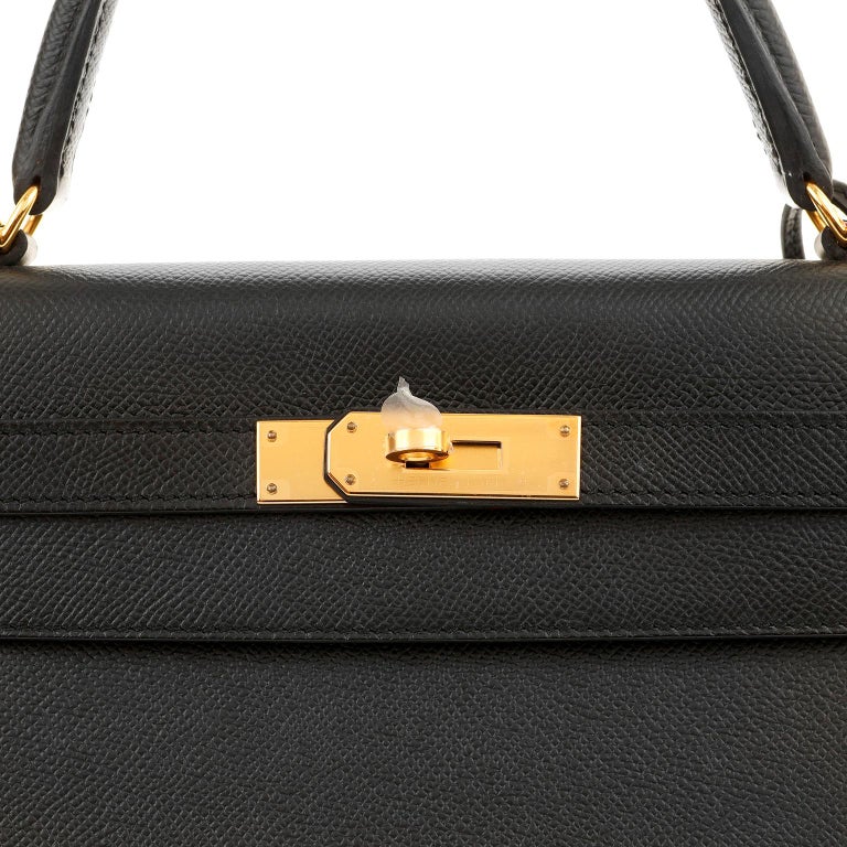 Hermès 32 cm Black Epsom Kelly Sellier with Gold Hardware 2021 For Sale at 1stDibs