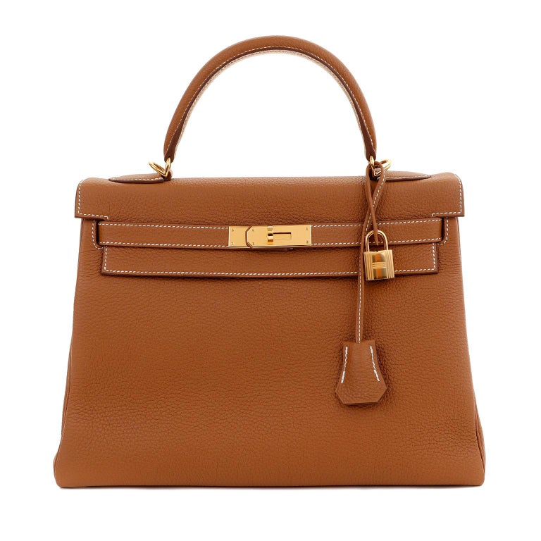 Hermès 32 cm Gold Togo Kelly with Gold Hardware 2021 For Sale at 1stDibs