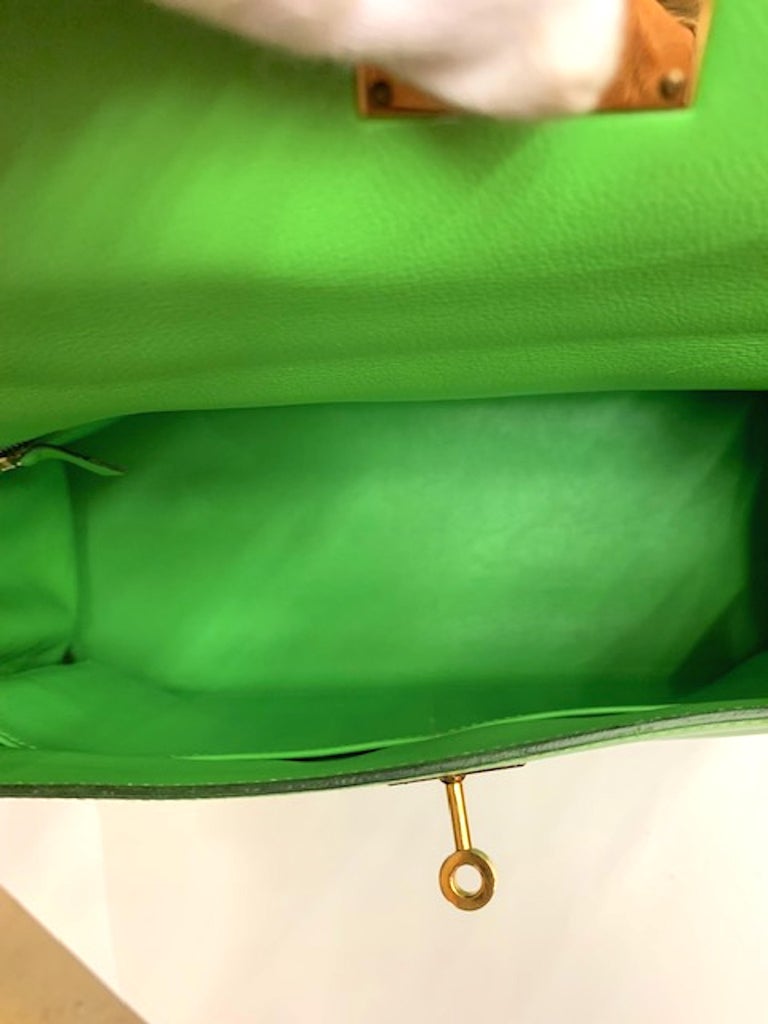 Hermes 35 Apple Green Kelly Swift Leather For Sale at 1stDibs