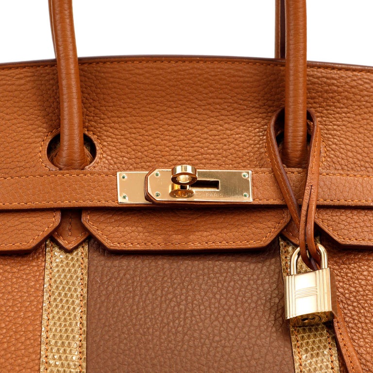 Hermès 35 cm Club Birkin Gold Brown Olive Lizard For Sale at 1stDibs