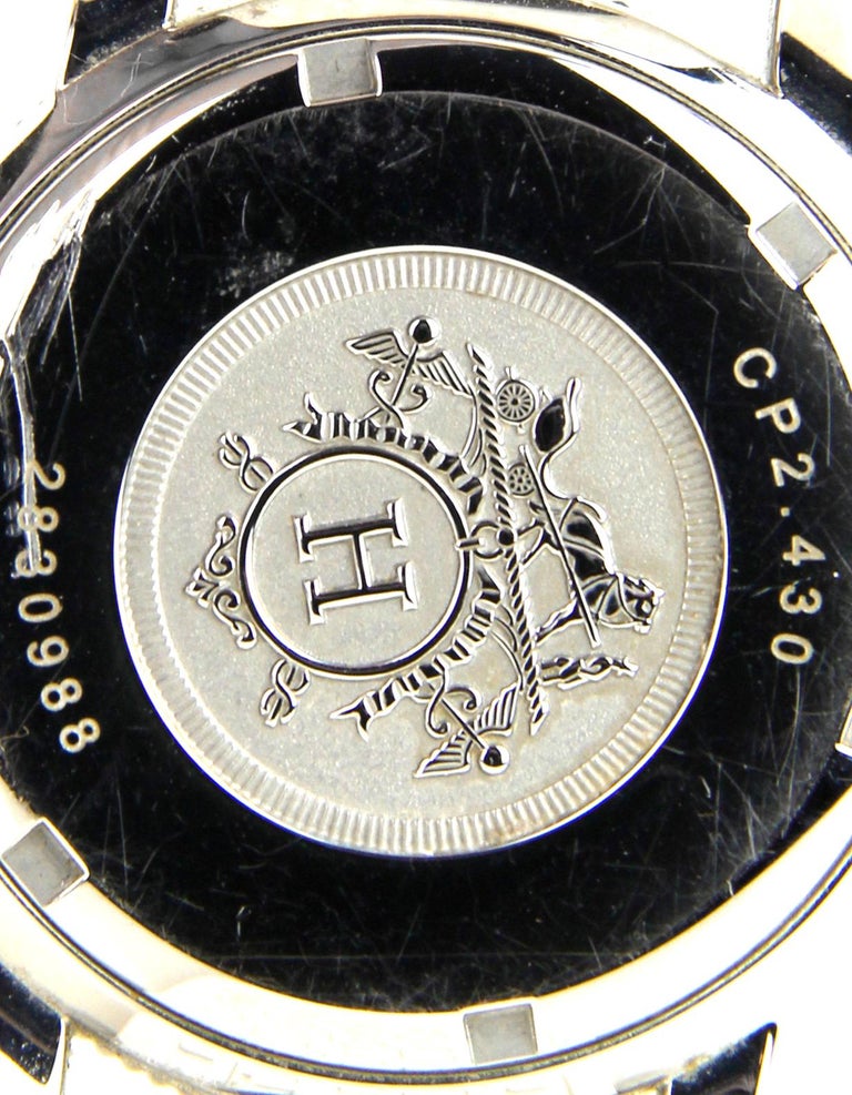 Hermes 36mm Quartz Clipper Watch w/ Diamonds and White Rubber Band For ...