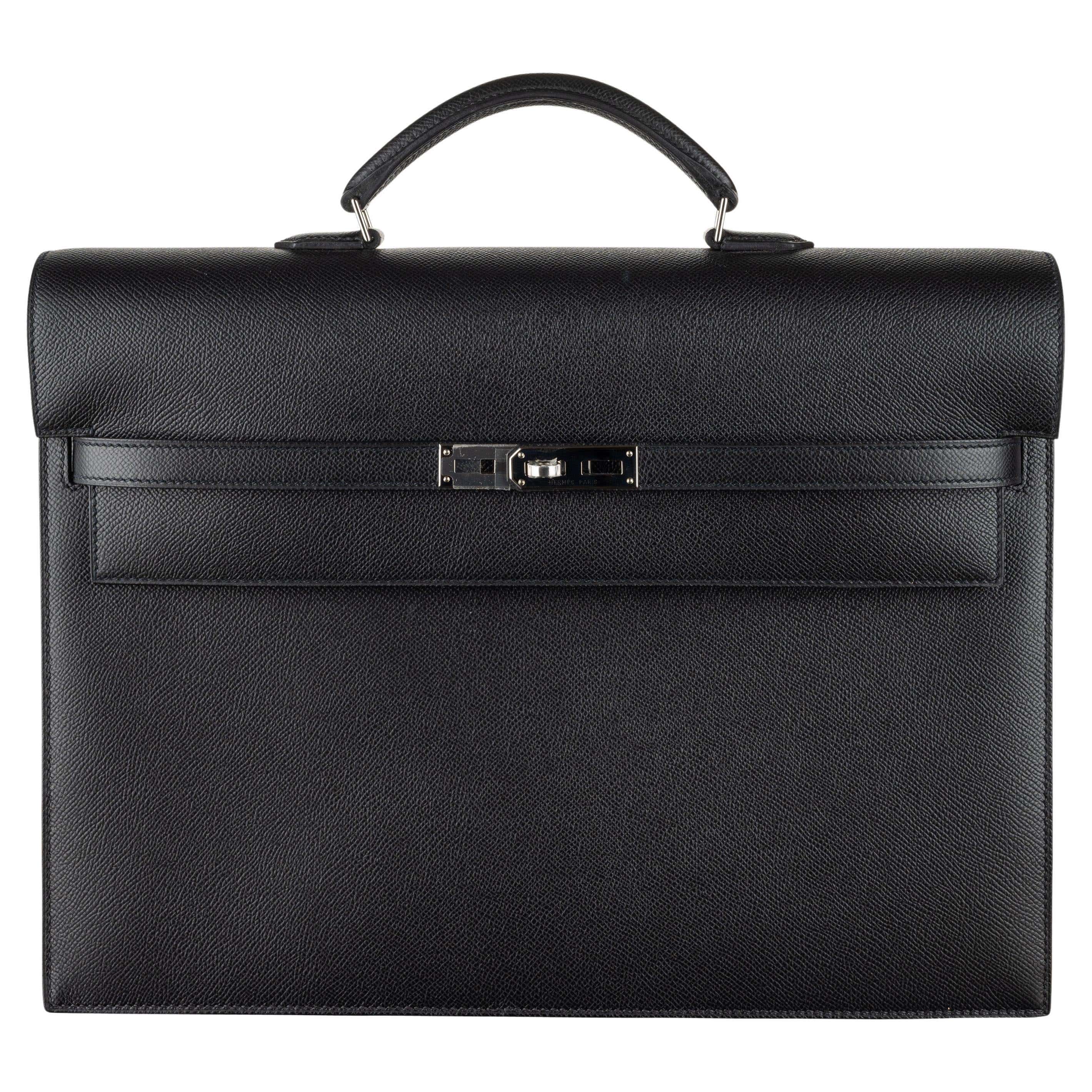 Men s Vintage HERMES Black Leather Sac A Depeches 41 Briefcase At Men s Vintage HERMES Black Leather Sac A Depeches 41 Briefcase At