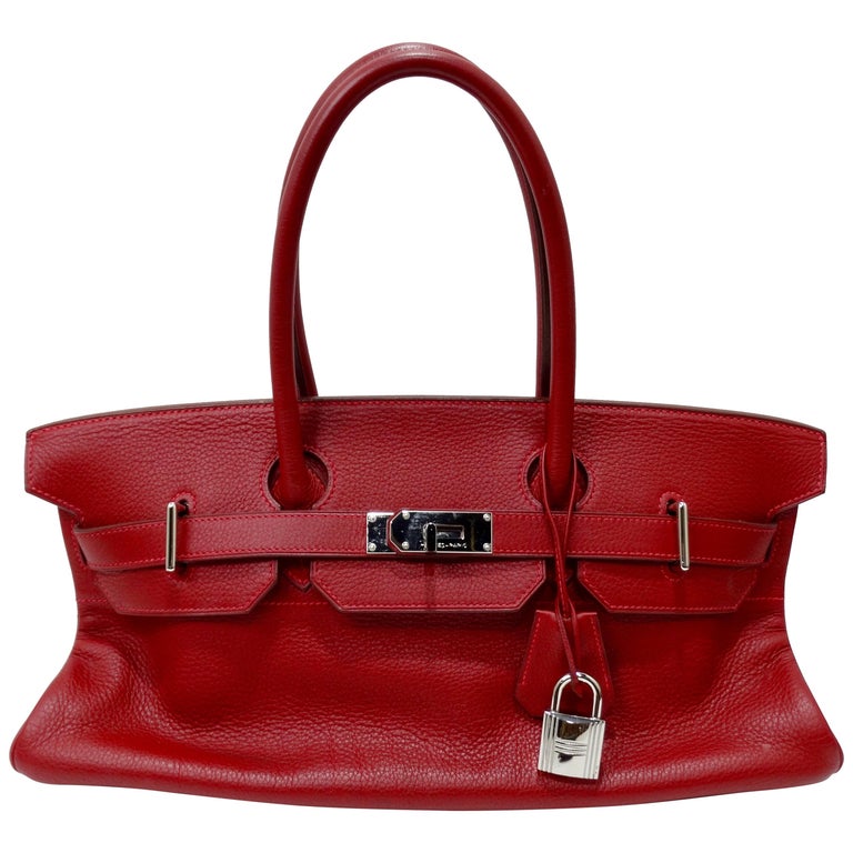 Hérmes 42cm Rouge Clemence JPG Shoulder Birkin at 1stDibs