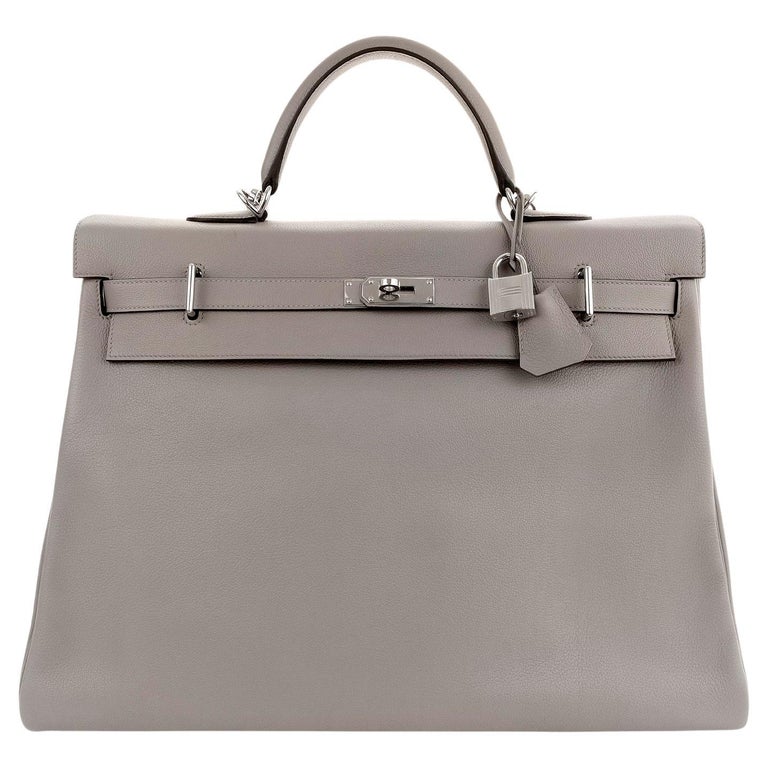 Hermès 50 cm Grey Evercolor Voyage Travel Kelly For Sale at 1stDibs