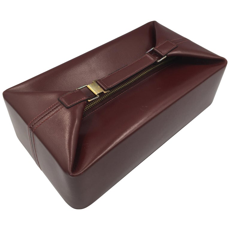 Hermes 60's Vintage Burgundy Leather Jewelery Case / Vanity at 1stDibs