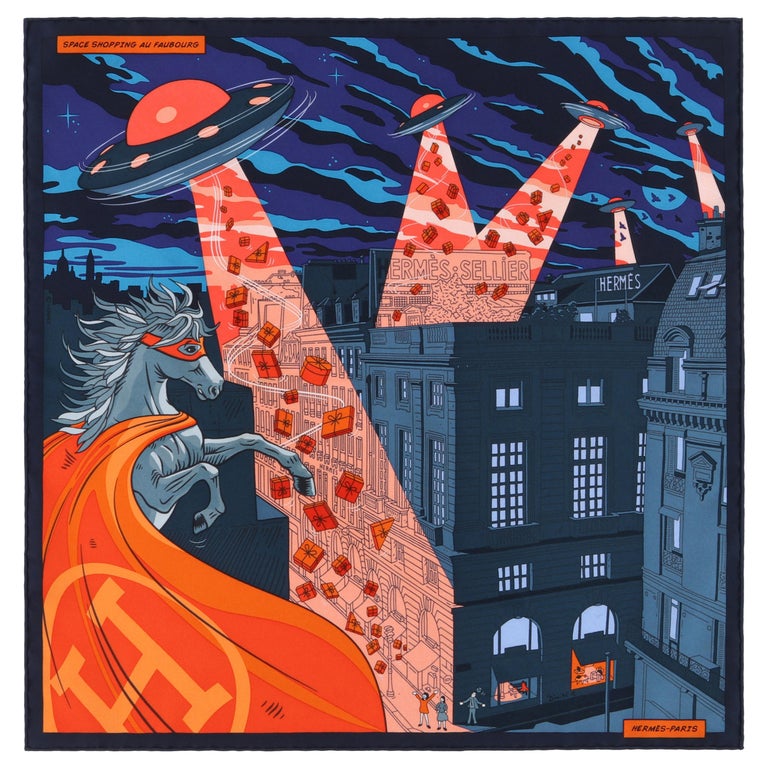 HERMES A/W 2017 Dimitri Rybaltchenko “Space Shopping Au Faubourg” Scarf ...