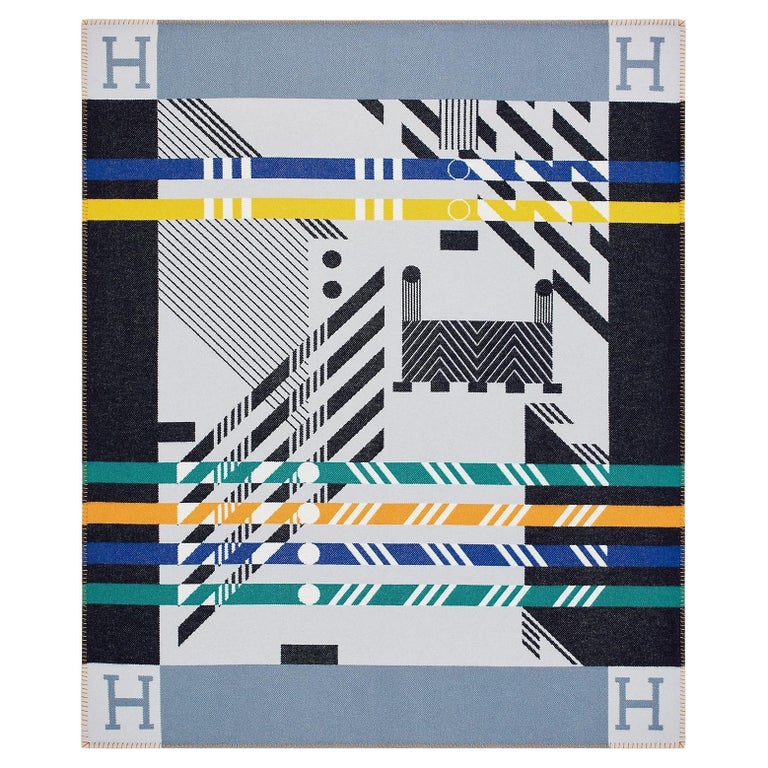 Hermes Acier / Encre Merinos Wool Avalon Jump'H Blanket For Sale at 1stDibs