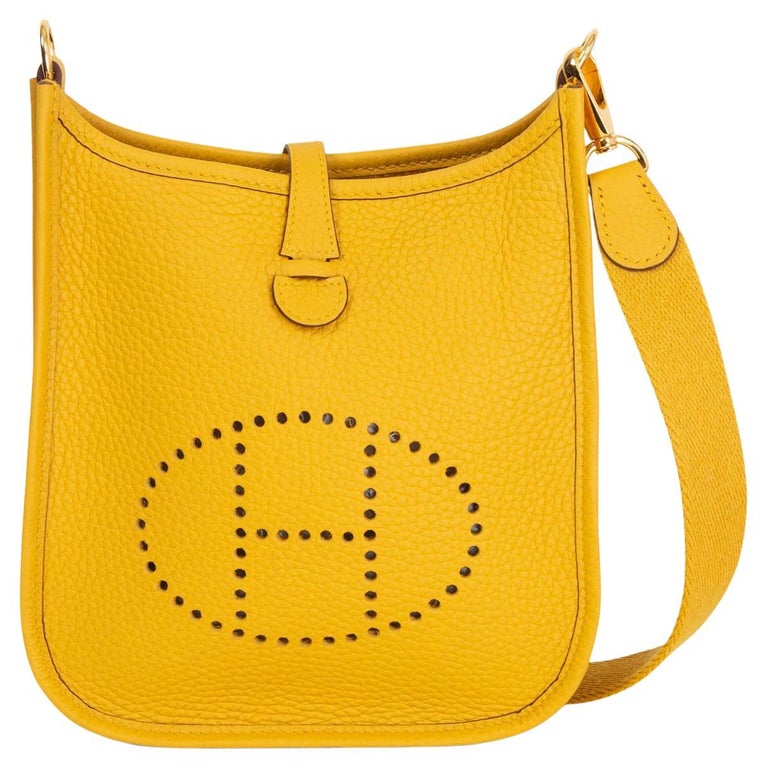 HERMES Ambre yellow Clemence leather EVELYNE 16 TPM Crossbody Bag at ...