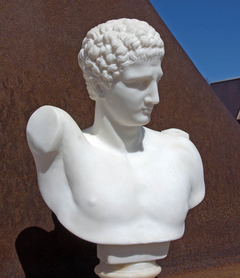 Hermes and Apollo a Pair of 19th Century Marble Busts at 1stDibs