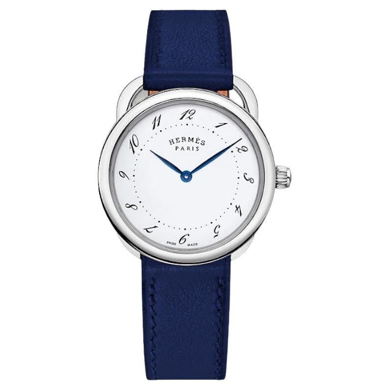 Hermes Arceau watch, large model, 36 mm Steel strap navy blue For Sale ...