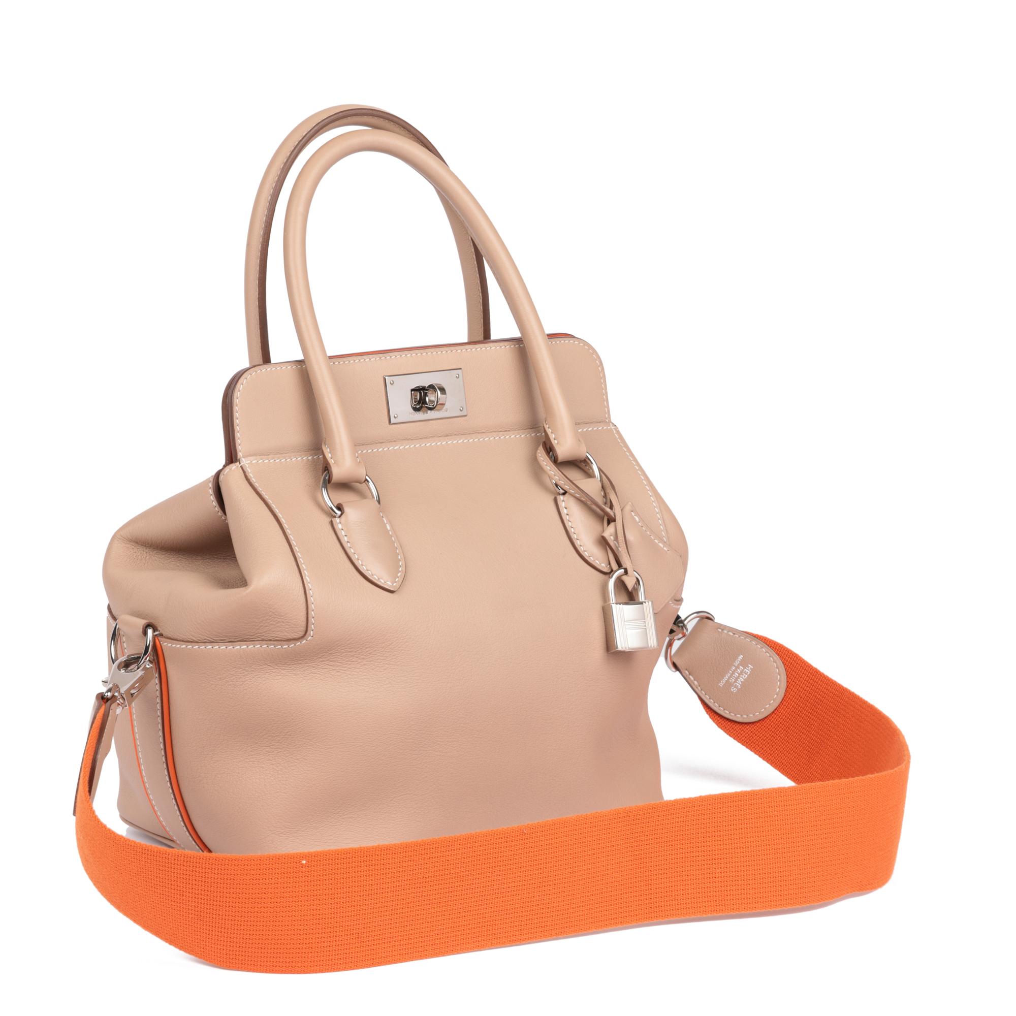 HERMÈS Argile and Orange Swift Leather Eclat Toolbox 20 at 1stDibs