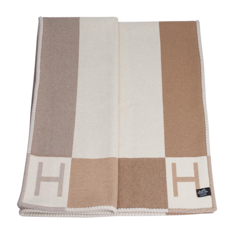 Hermes Avalon Vibration Throw Blanket Ecru Naturel Wool / Cashmere New ...