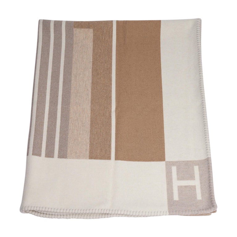 Hermes Avalon Vibration Throw Blanket Ecru Naturel Wool / Cashmere New ...