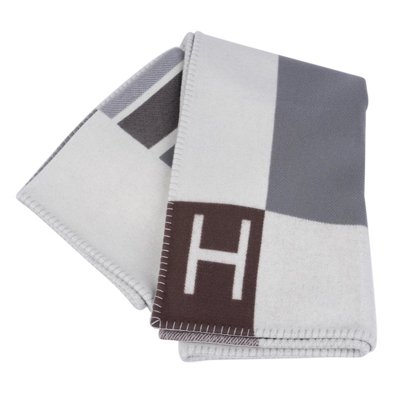 Hermes Avalon Vibration Throw Blanket Gris / Ecru Wool / Cashmere New ...