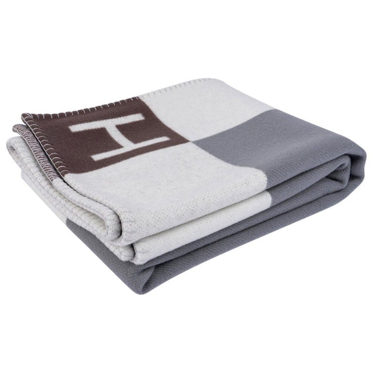 Hermes Avalon Vibration Throw Blanket Gris / Ecru Wool / Cashmere New ...