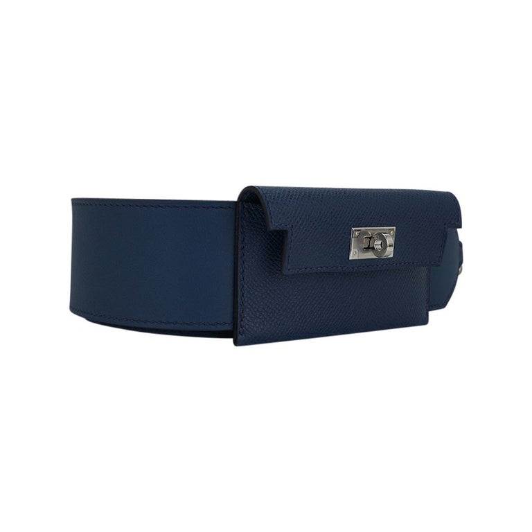 Hermes Bag Strap Kelly Pocket Blue De Malte Palladium Hardware PM For ...
