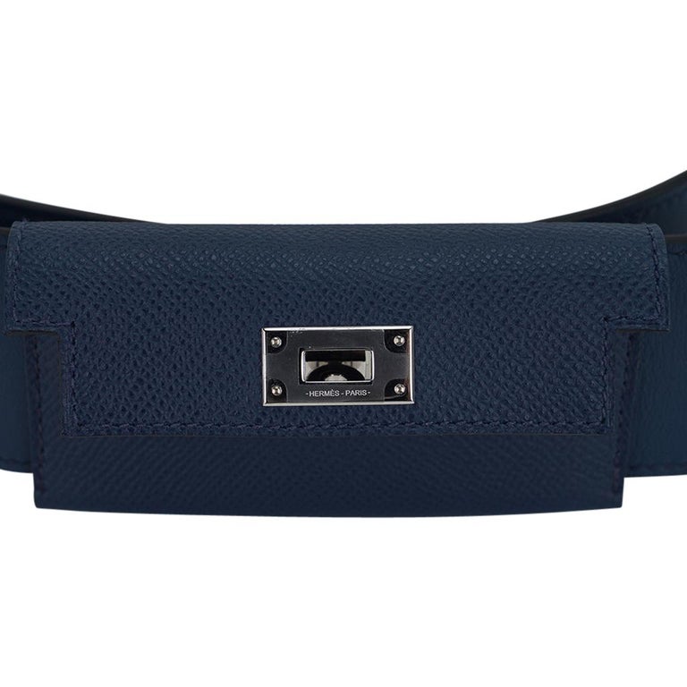 Hermes Bag Strap Kelly Pocket Blue De Malte Palladium Hardware PM For ...