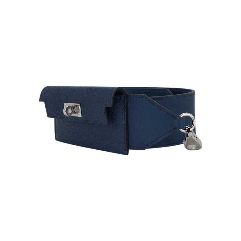 Hermes Bag Strap Kelly Pocket Blue De Malte Palladium Hardware PM For ...