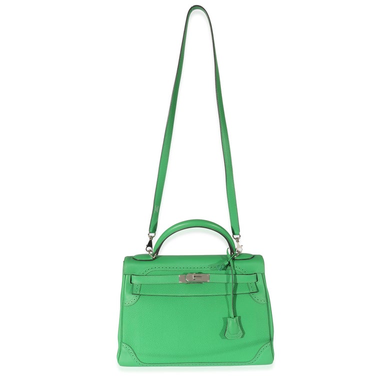 Hermès - Sac Kelly 32 PHW en bambou Togo Ghillies En vente sur 1stDibs