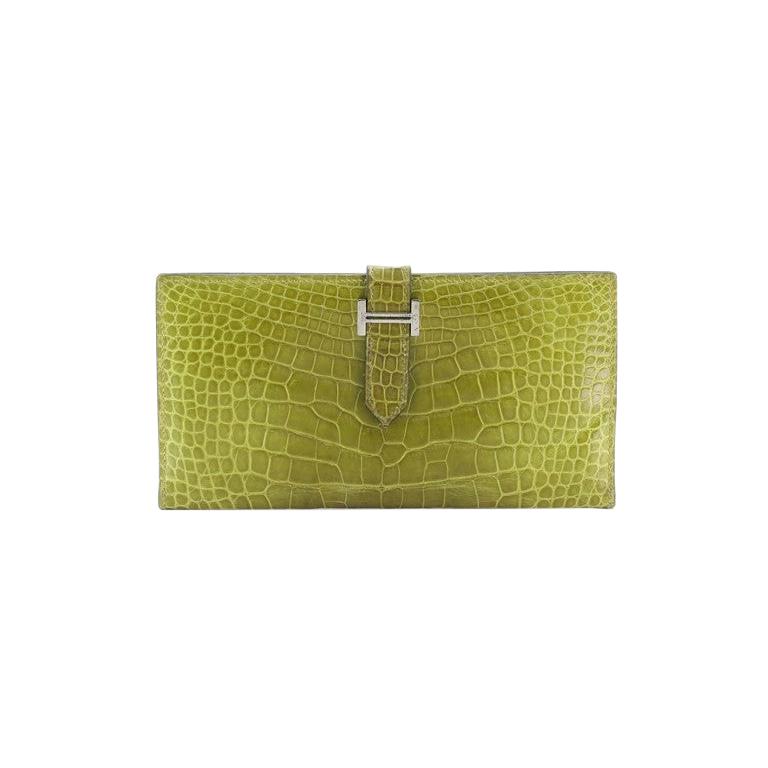 Hermes Bearn Wallet Shiny Alligator Long at 1stDibs