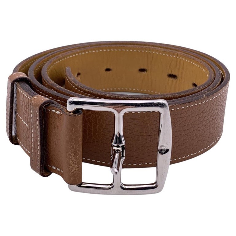 Hermes Beige Leather Etriviere Buckle Belt 38 mm Size 105 For Sale at ...