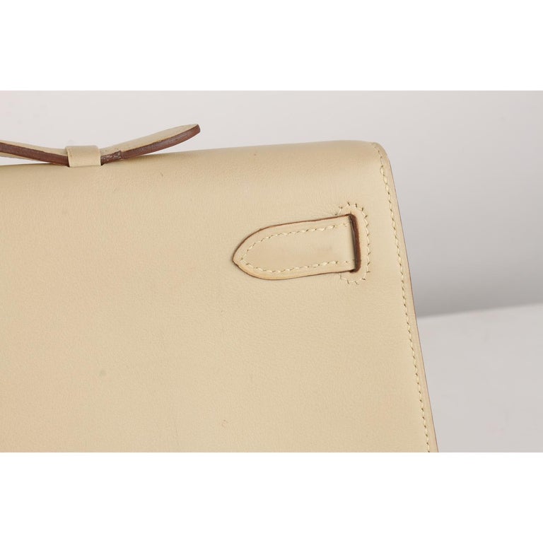 Hermes Beige Leather Kelly Cut Clutch Bag Pochette For Sale at 1stDibs