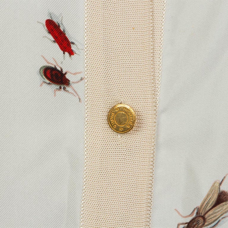 HERMES beige silk LES INSECTS Cardigan Sweater 42 L at 1stDibs