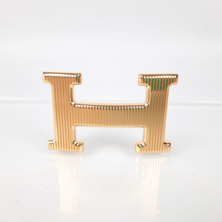 Hermes Belt buckle H Ribbed and Reversible leather strap 32 mm size 95 ...