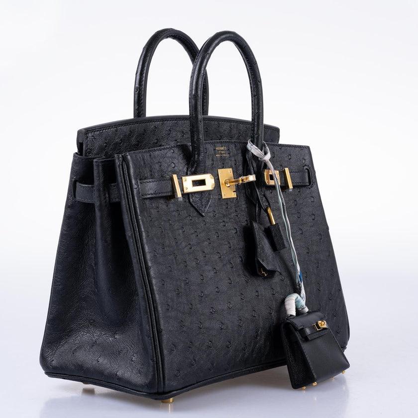 Hermès Birkin 25 Black Ostrich Gold Hardware Bag For Sale at 1stDibs