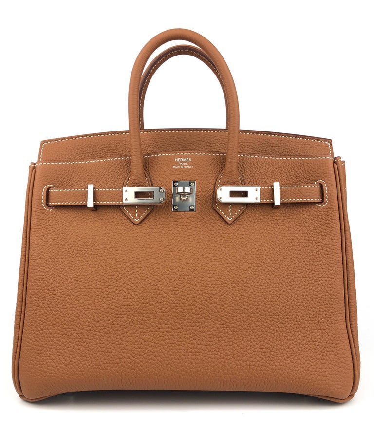 Hermes Birkin 25 Gold Tan Togo Leather Palladium Hardware 2021 Handbag ...