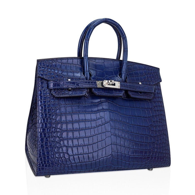 Hermes Birkin 25 Sellier Indigo Aizome Porosus Crocodile Bag Limited ...