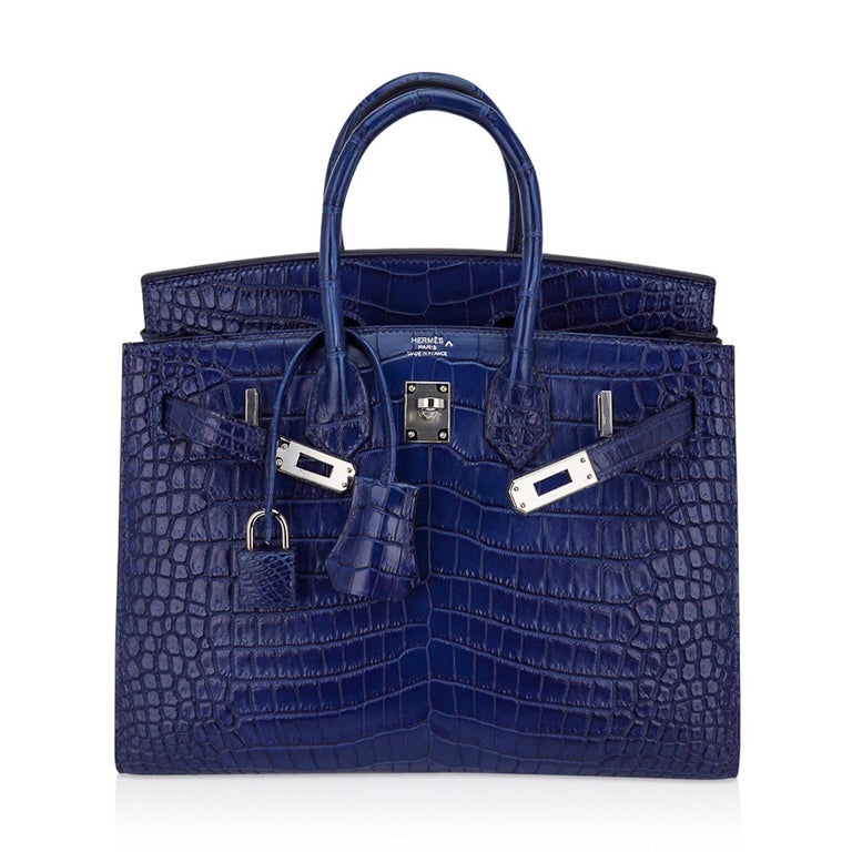 Hermes Birkin 25 Sellier Indigo Aizome Porosus Crocodile Bag Limited ...