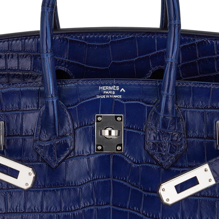 Hermes Birkin 25 Sellier Indigo Aizome Porosus Crocodile Bag Limited ...
