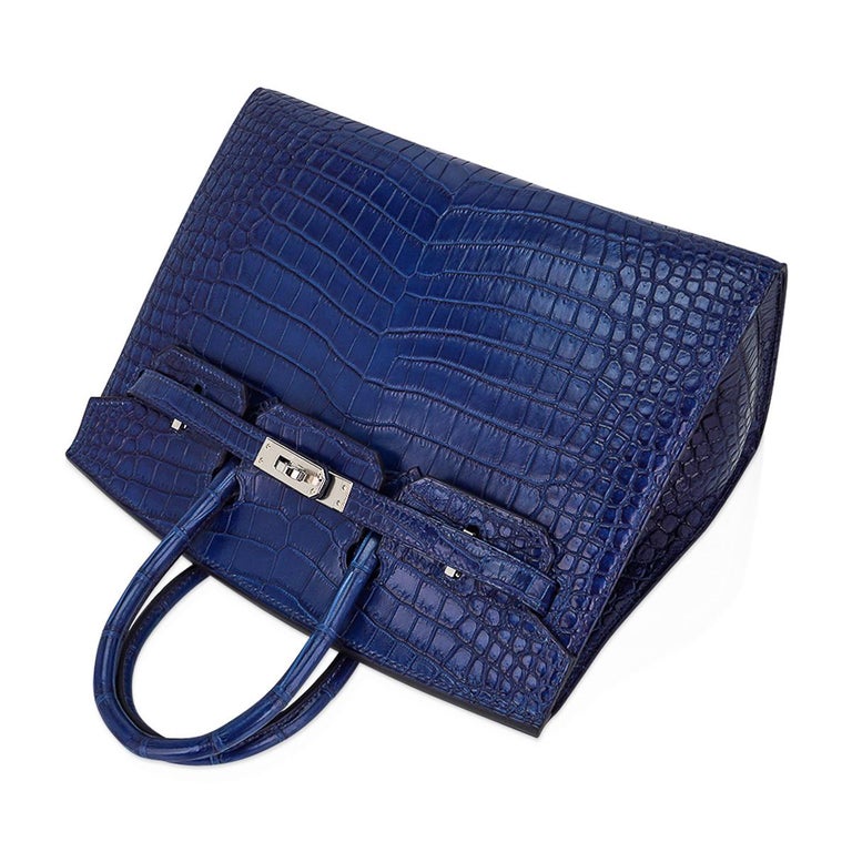 Hermes Birkin 25 Sellier Indigo Aizome Porosus Crocodile Bag Limited ...