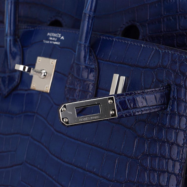 Hermes Birkin 25 Sellier Indigo Aizome Porosus Crocodile Bag Limited ...