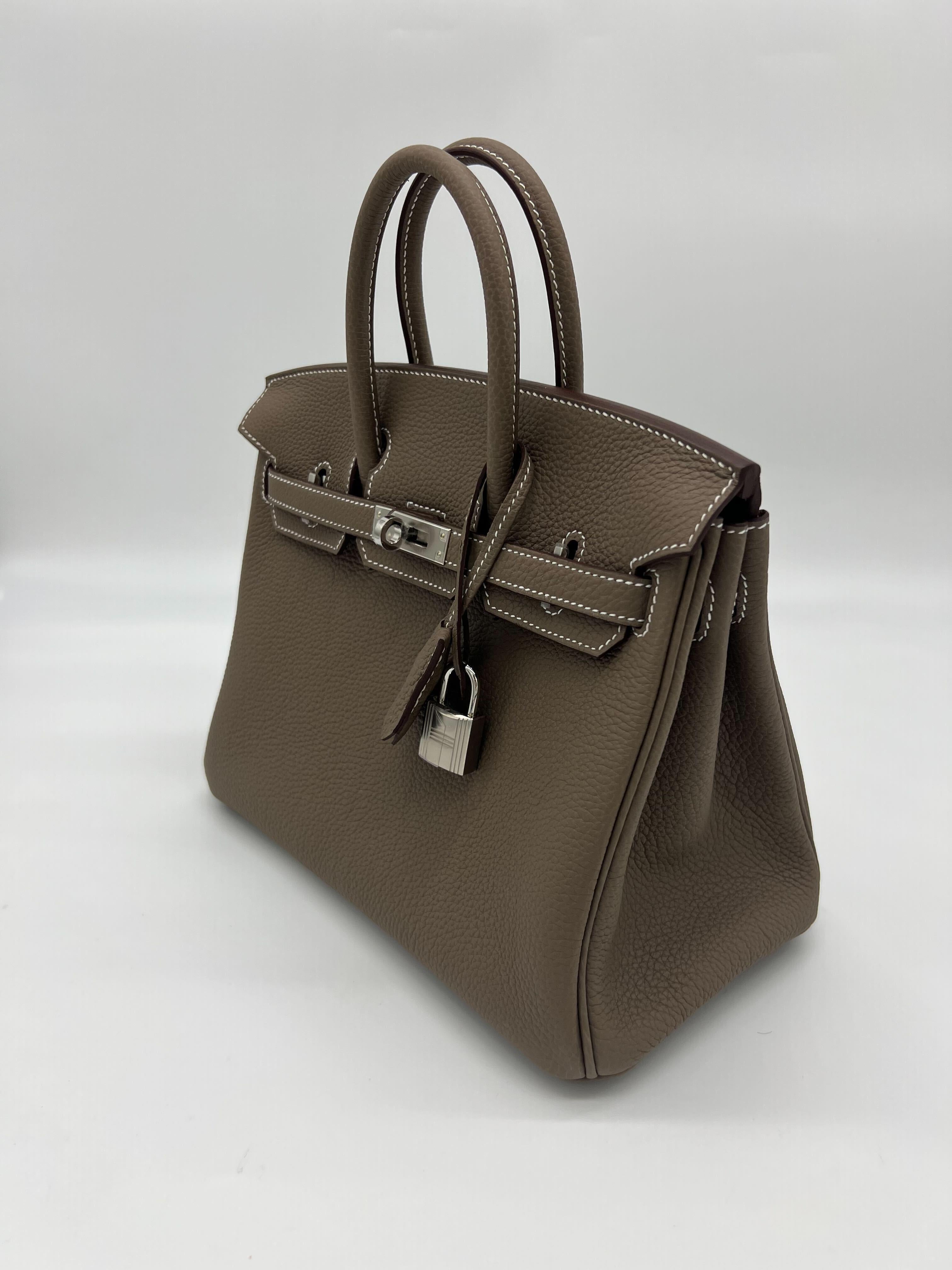 Hermes Birkin 25 Togo Etoupe Palladium Hardware For Sale at 1stDibs