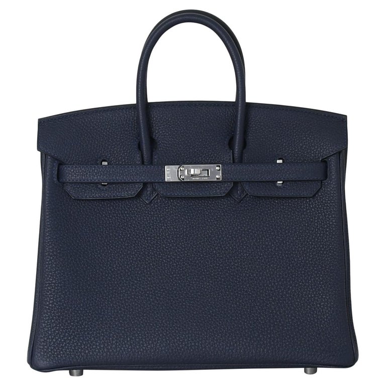 Hermes Birkin 25 Togo Palladium Hardware Bleu Nuit For Sale at 1stDibs