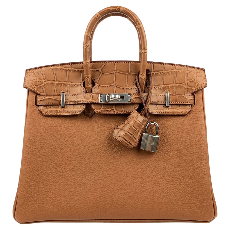 Hermes Birkin 25 Touch Gold Togo Matte Alligator Palladium Hardware New ...