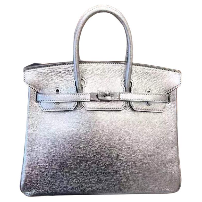 Hermes Birkin 25 Ultra rare metallic silver palladium hardware bag For ...