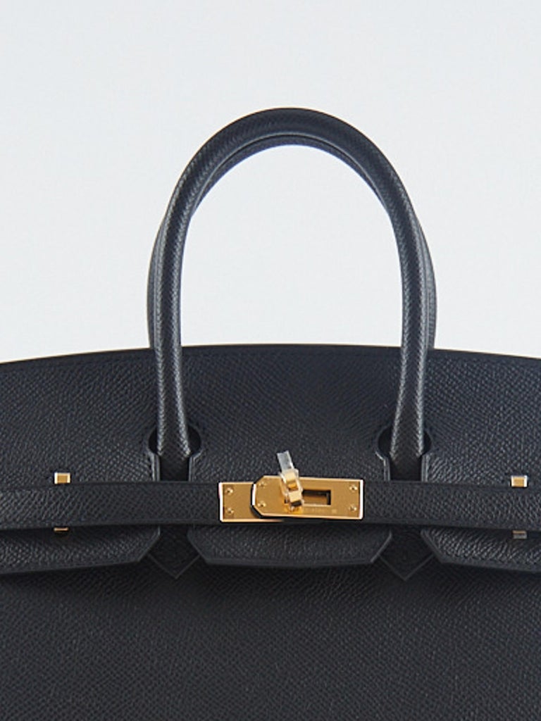HERMÈS BIRKIN 25CM SELLIER BLACK Epsom Leather with Gold Hardware at ...