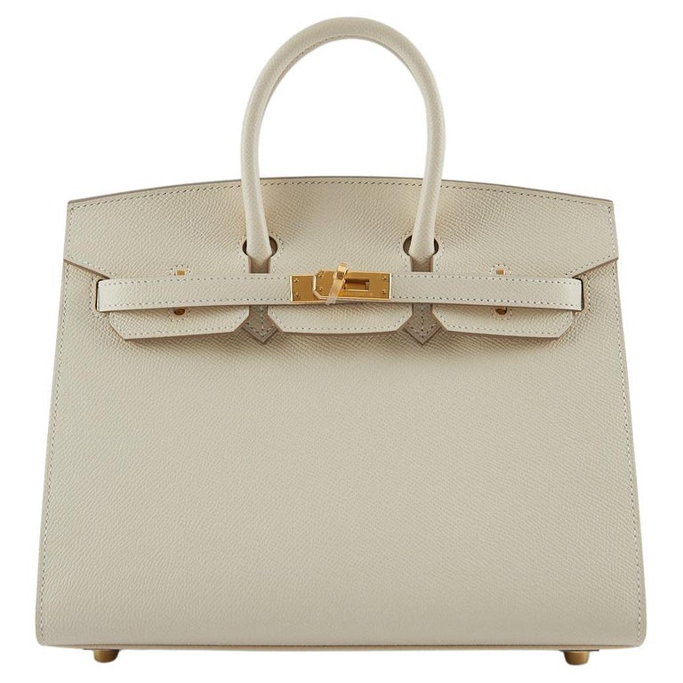 HERMÈS BIRKIN 25CM SELLIER CRAIE Epsom Leather with Gold Hardware For ...