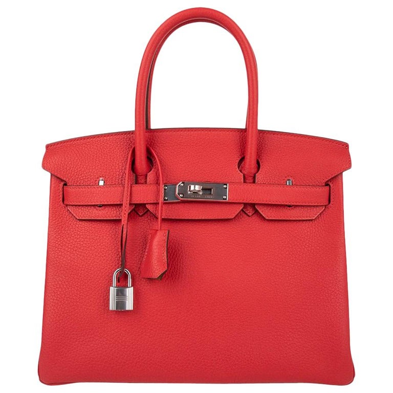 Hermes Birkin 30 Bag Bi-Color Rouge Tomate Natural Sable Togo Palladium ...