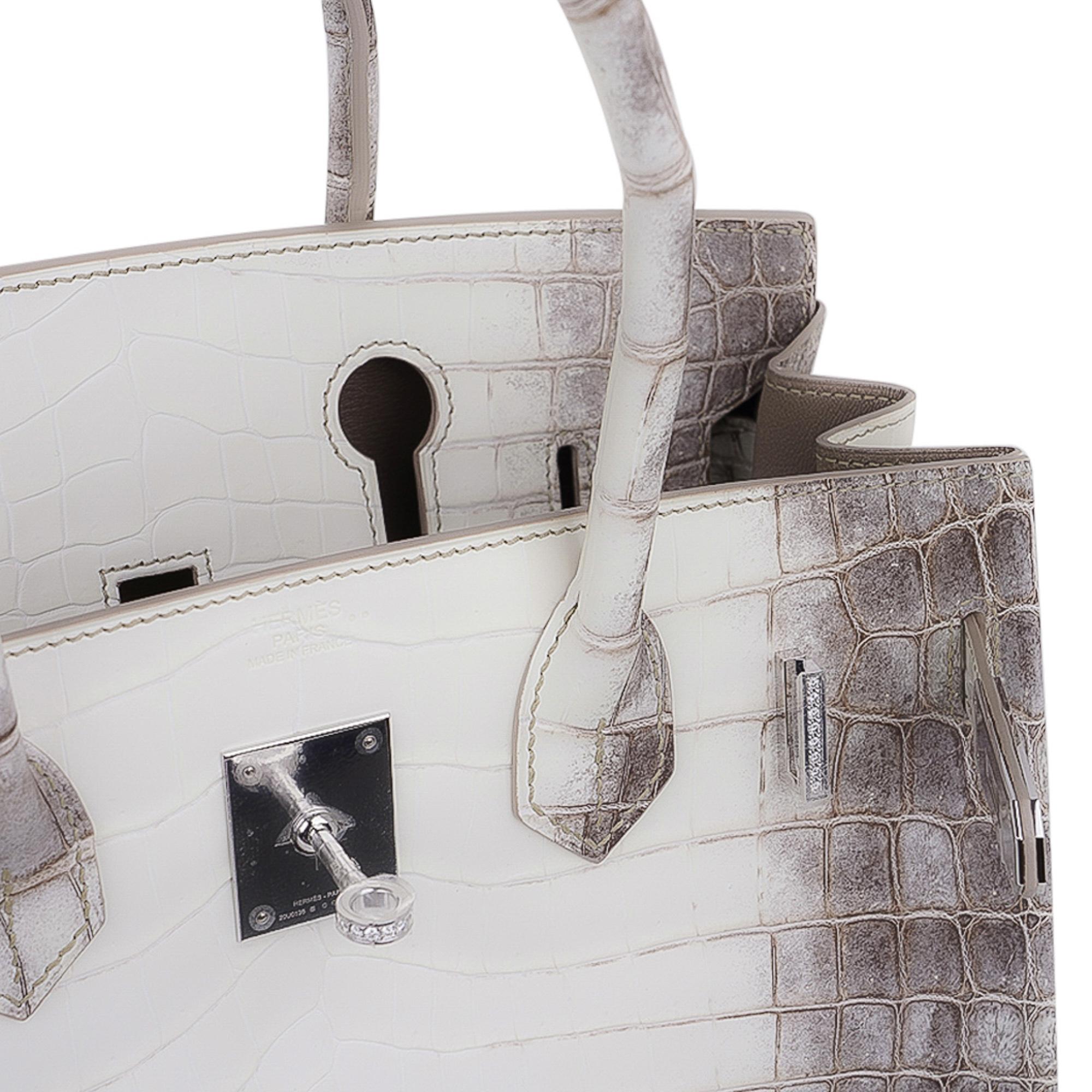 Hermes Birkin 30 Bag Diamond Himalaya Blanc Crocodile White Gold ...