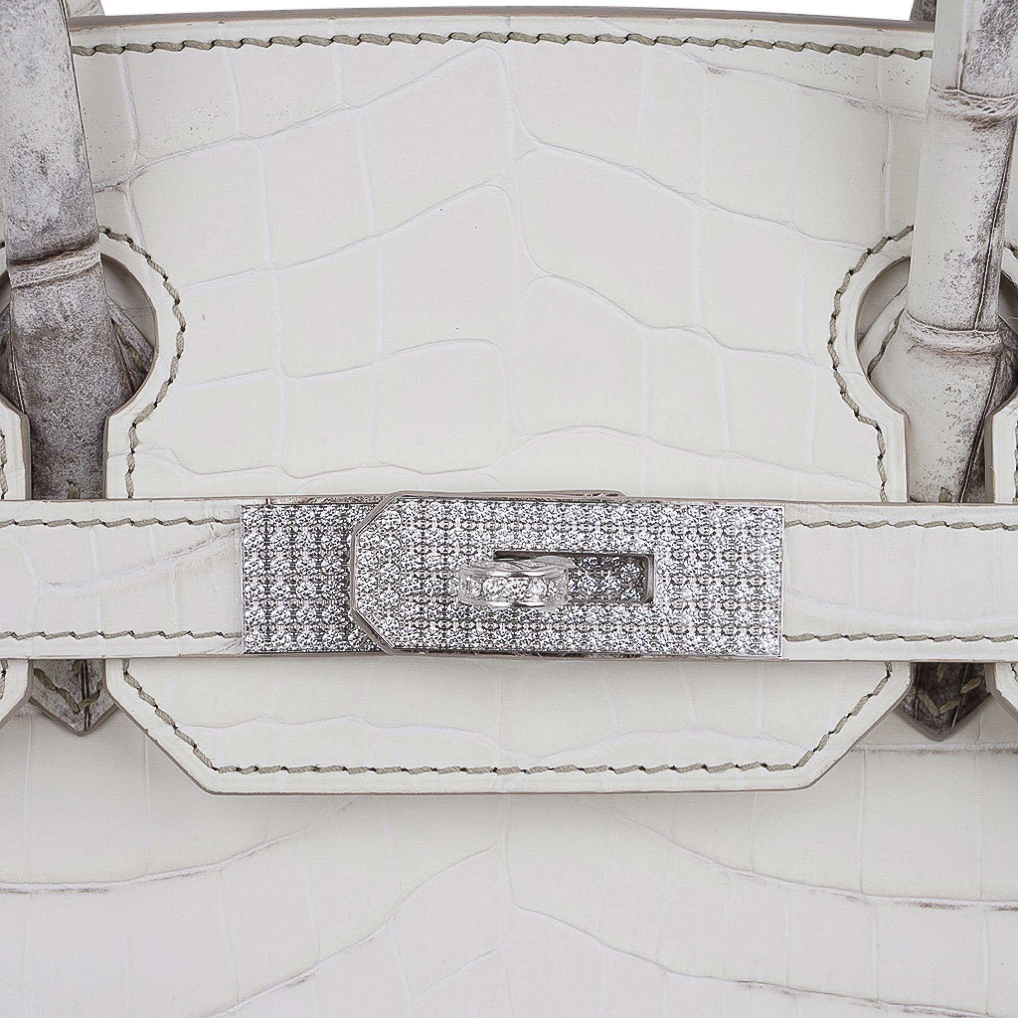 Hermes Birkin 30 Bag Diamond Himalaya Blanc Crocodile White Gold ...