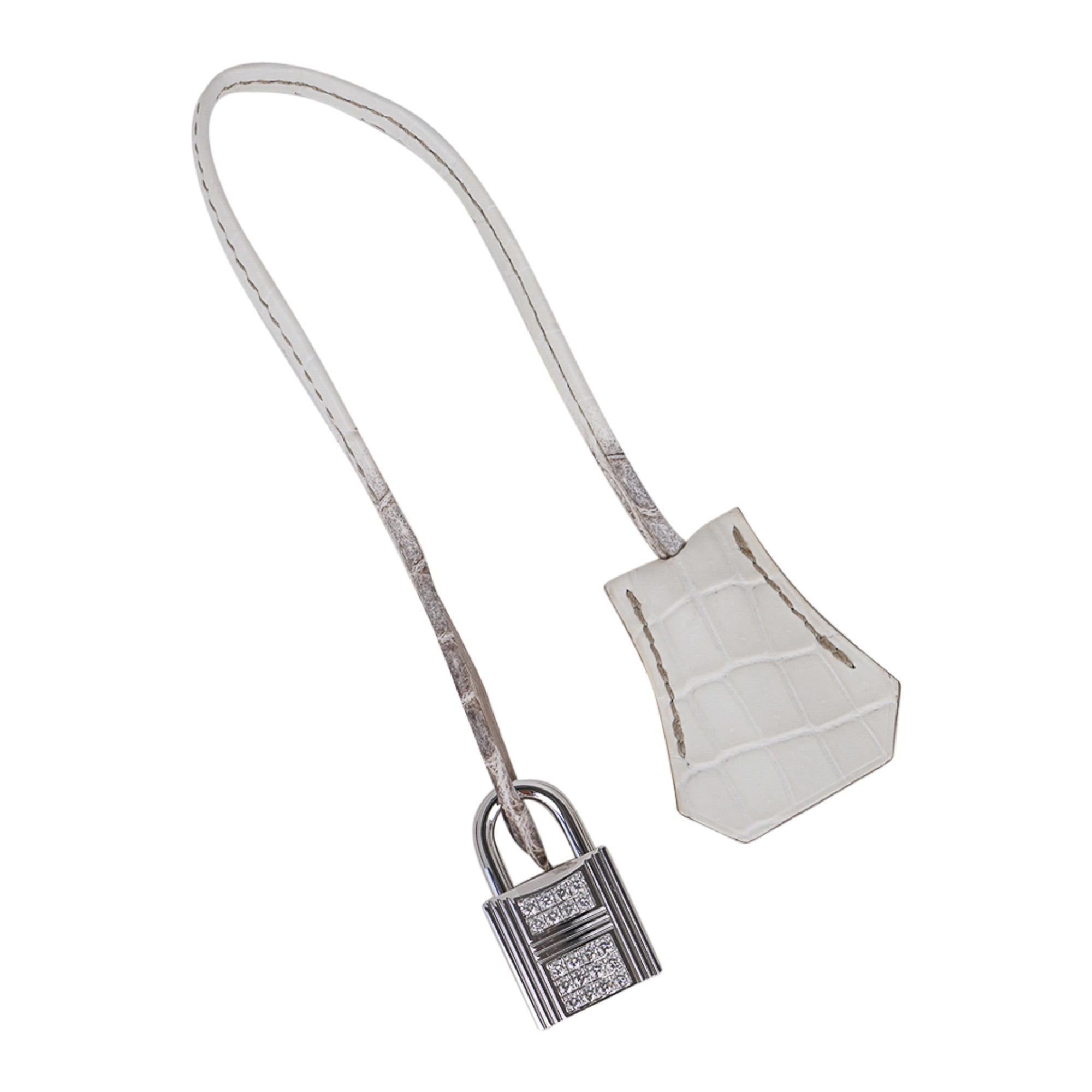 Hermes Birkin 30 Bag Diamond Himalaya Blanc Crocodile White Gold ...