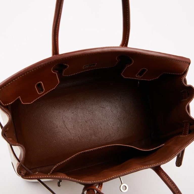 HERMES Birkin 30 Bag In Beige Canvas And Barenia Calfskin at 1stDibs ...